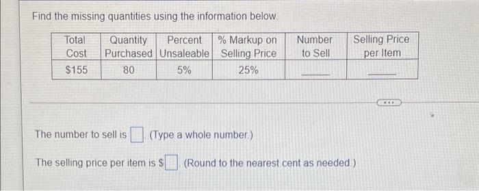 Solved Find the missing quantities using the information | Chegg.com