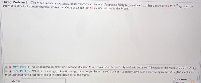 Solved (14\%) Problem 6: The Moon's craters are remnants of | Chegg.com