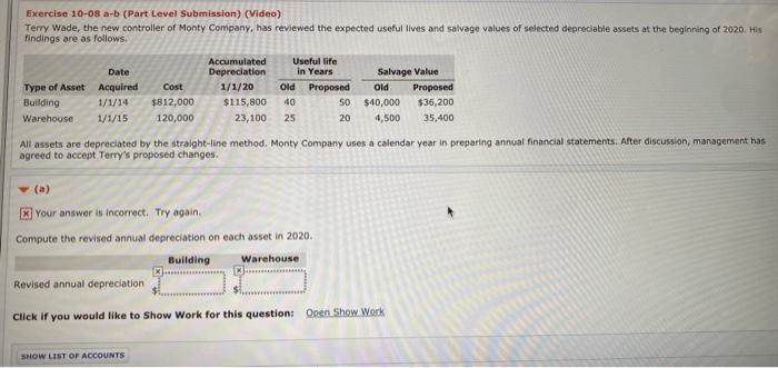 Solved Exercise 10-08 a-b (Part Level Submission) (Video) | Chegg.com