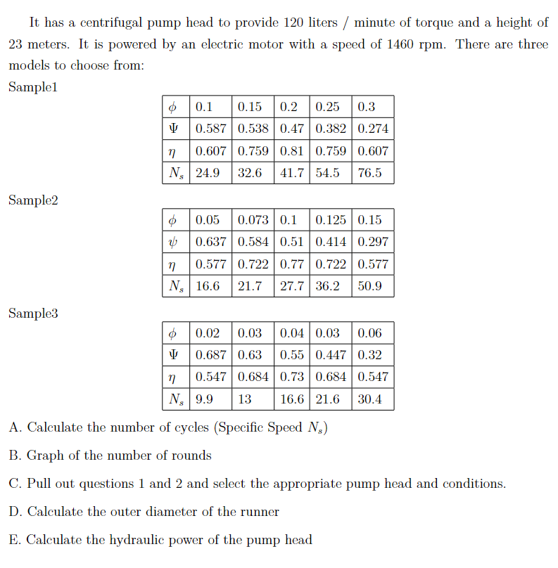 It has a centrifugal pump head to provide 120 ﻿liters | Chegg.com