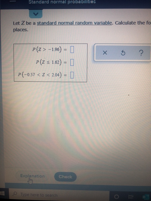 Solved Standard normal probabilities Let Z be a standard | Chegg.com