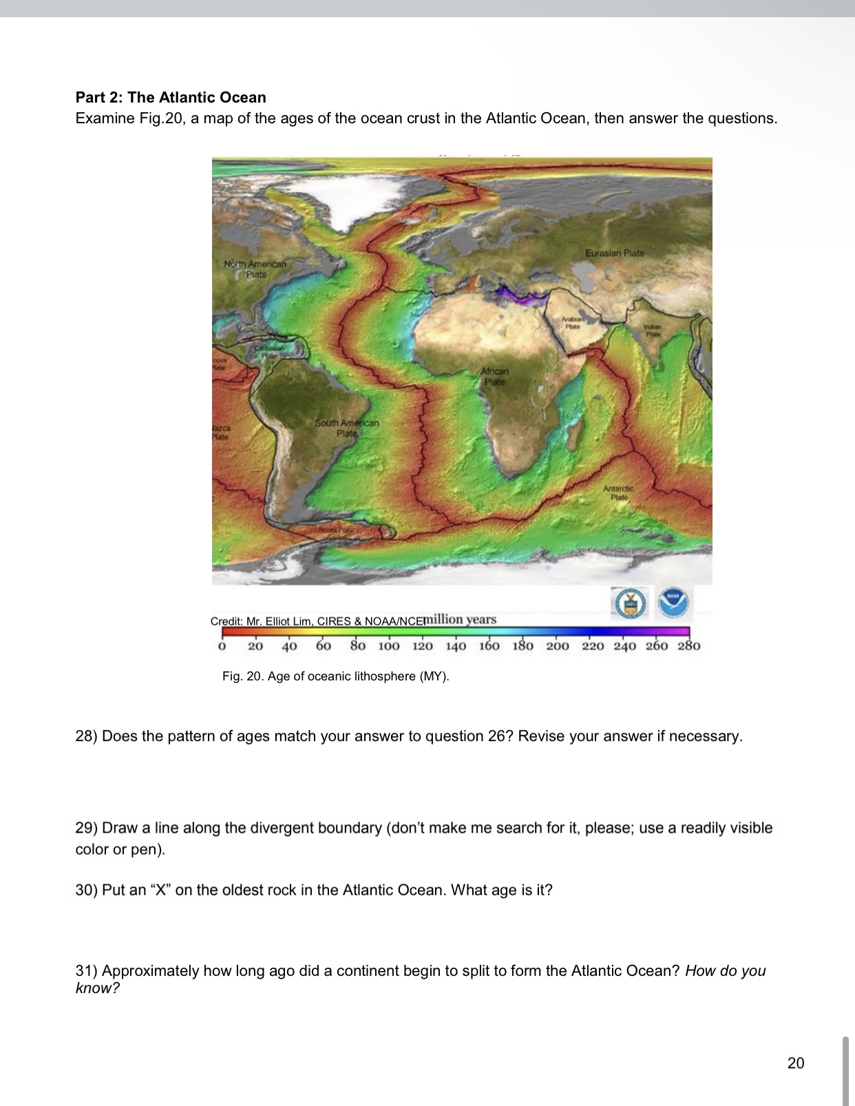 Solved Part 2: The Atlantic OceanExamine Fig.20, ﻿a map of | Chegg.com