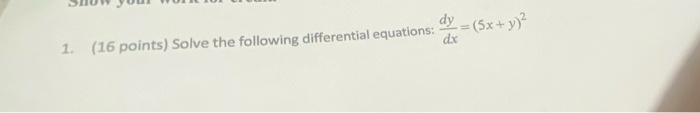Solved 1. (16 points) Solve the following differential | Chegg.com