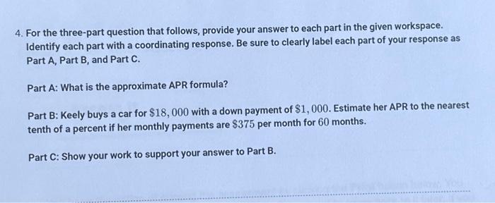 Solved 4. For the three-part question that follows, provide | Chegg.com
