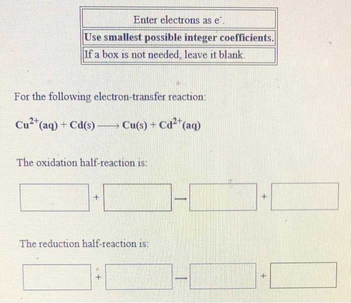 Solved Enter electrons as e Use smallest possible integer | Chegg.com
