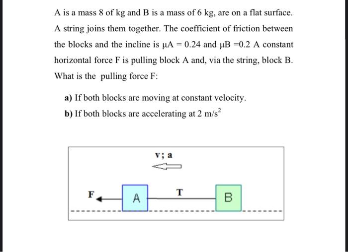 Solved A is a mass 8 of kg and B is a mass of 6 kg, are on a | Chegg.com
