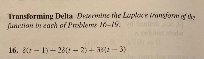 Solved Transforming Delta Determine the Laplace transform of | Chegg.com