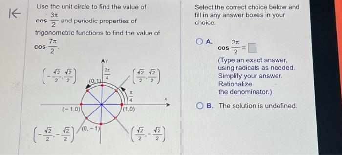 Solved Use the unit circle to find the value of sinπ and | Chegg.com