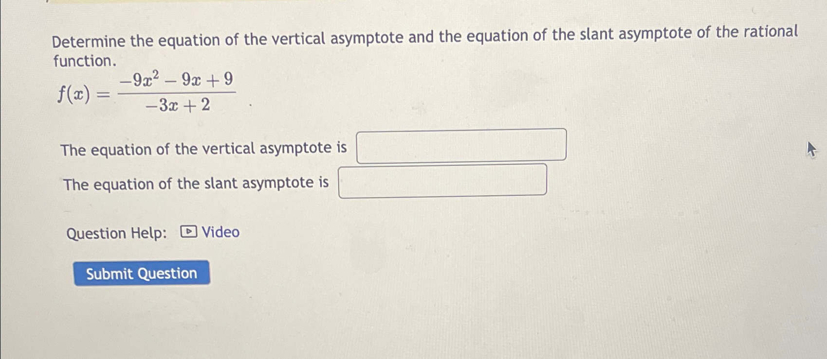 Solved Determine the equation of the vertical asymptote and | Chegg.com