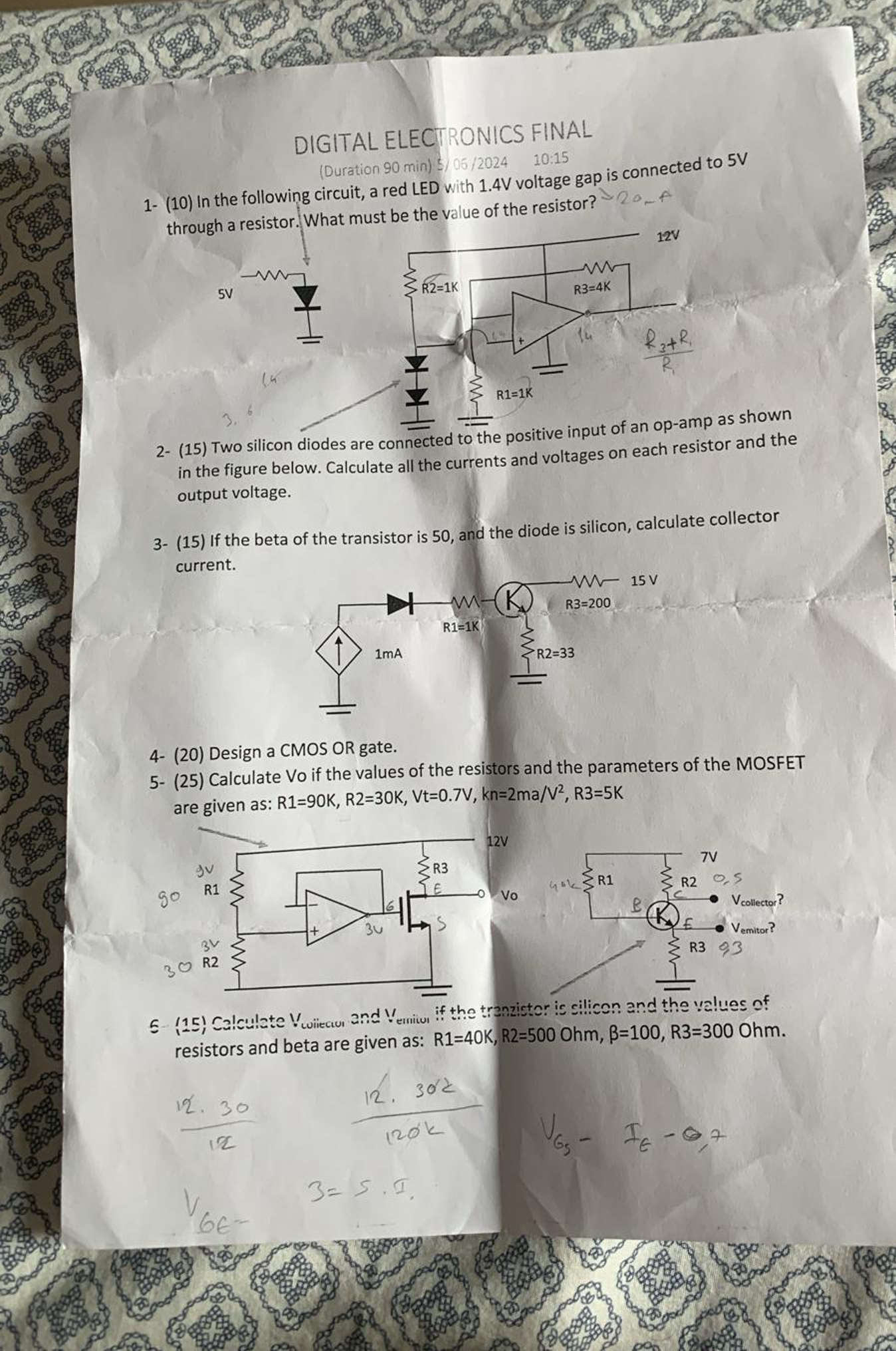 Solved DIGITAL ELECTRONICS FINAL(Duration 90min | Chegg.com