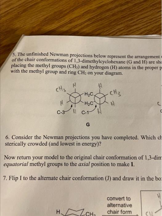 Solved 5. The unfinished Newman projections below represent | Chegg.com