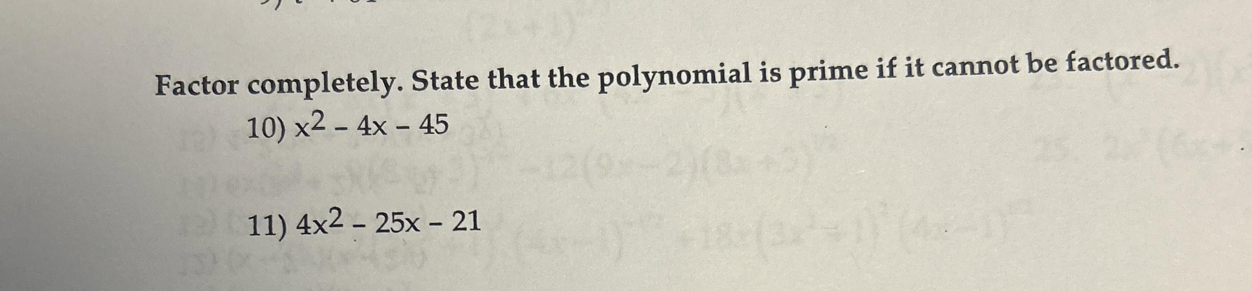 Solved Factor completely. State that the polynomial is prime | Chegg.com