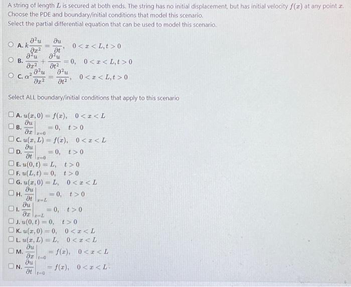 Solved A string of length L is secured at both ends. The | Chegg.com