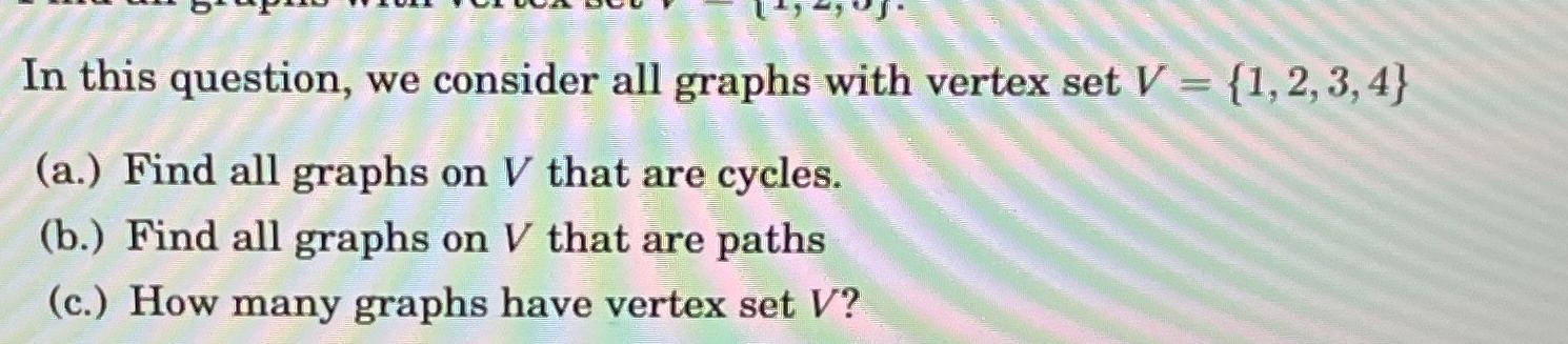 Solved In this question, we consider all graphs with vertex | Chegg.com