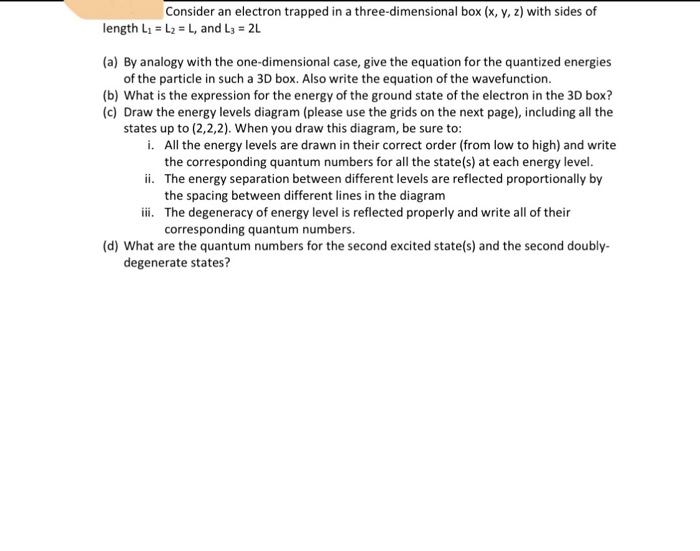 Solved Consider an electron trapped in a three-dimensional | Chegg.com