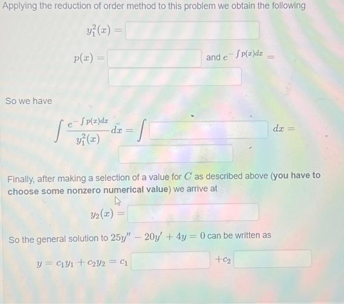Solved (1 point) Given a second order linear homogeneous | Chegg.com