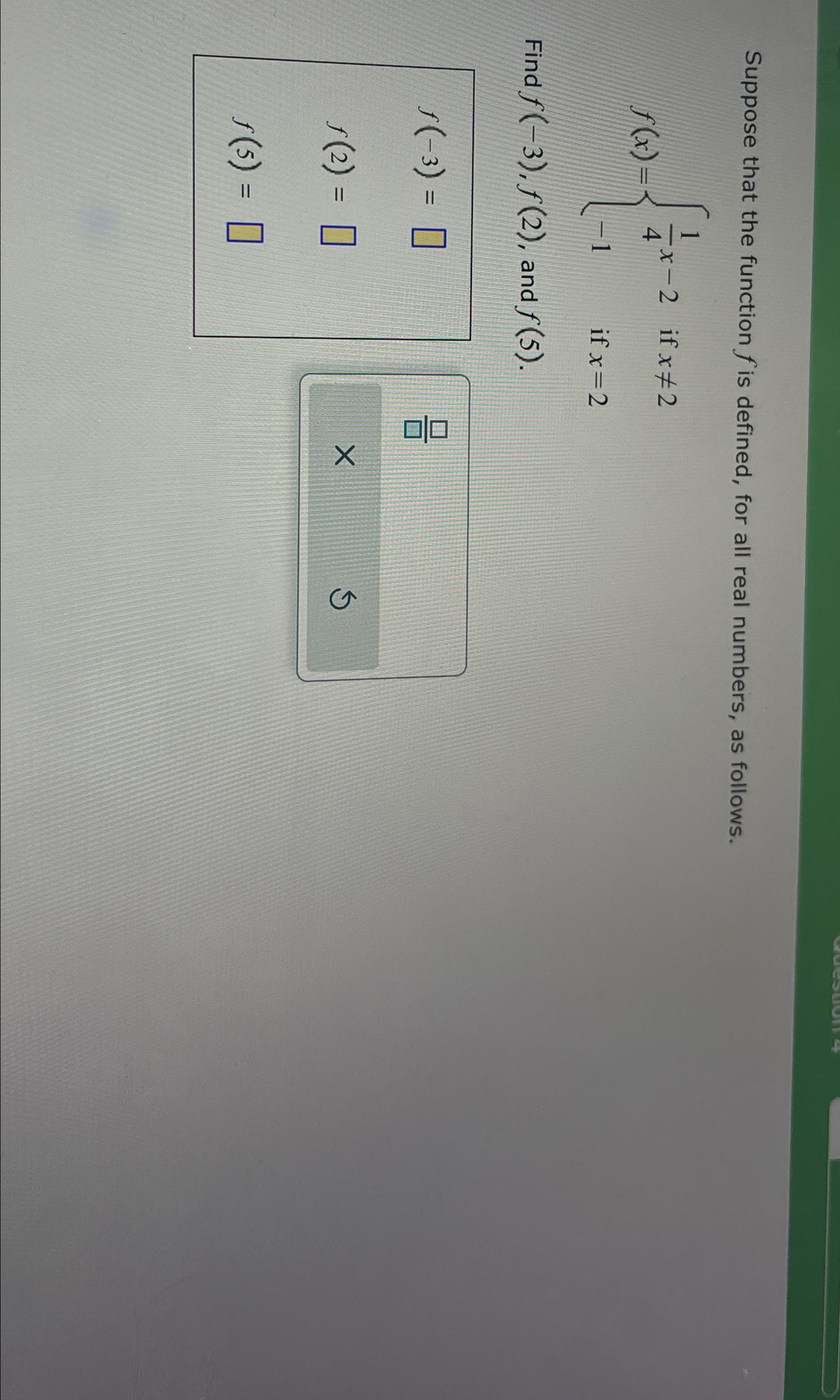 Solved Suppose that the function f ﻿is defined, for all real | Chegg.com