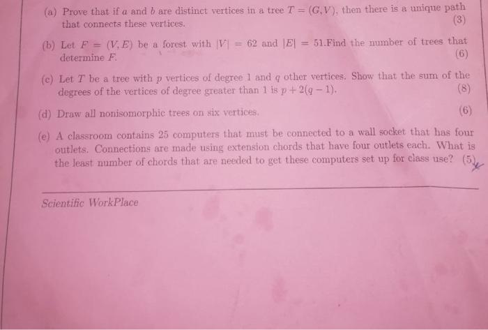 Solved (a) Prove that if a and b are distinct vertices in a | Chegg.com