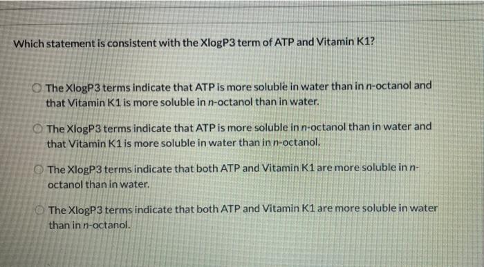 Solved Which statement is consistent with the XlogP3 term of | Chegg.com