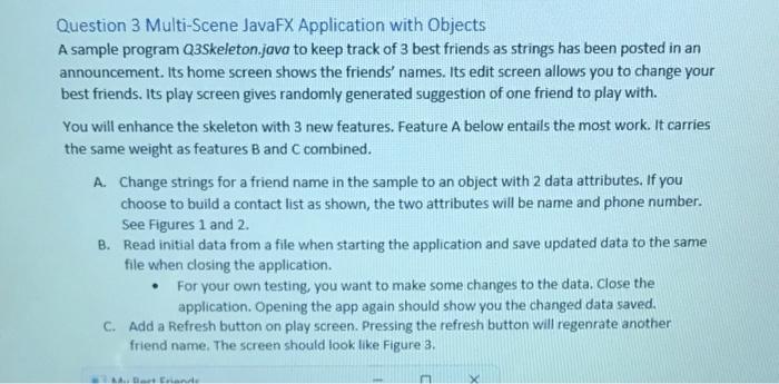 Question 3 Multi-Scene JavaFX Application with | Chegg.com