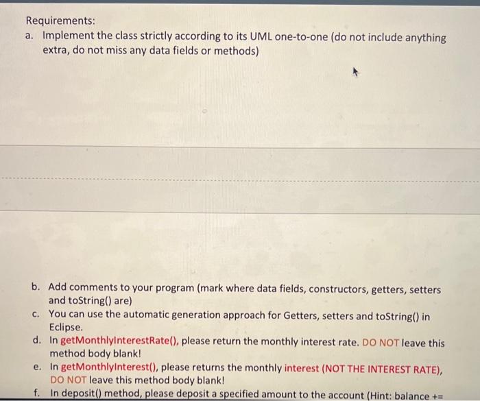 Solved 2. Write the Account class. The UML diagram of the | Chegg.com