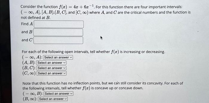 Solved Consider the function f(x)=4x+6x−1. For this function | Chegg.com