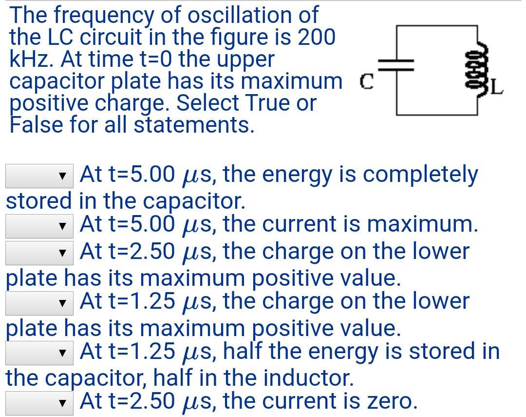 Solved The frequency of oscillation of the LC circuit in the | Chegg.com