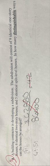 Solved A building contractor is developing a subdivision. | Chegg.com