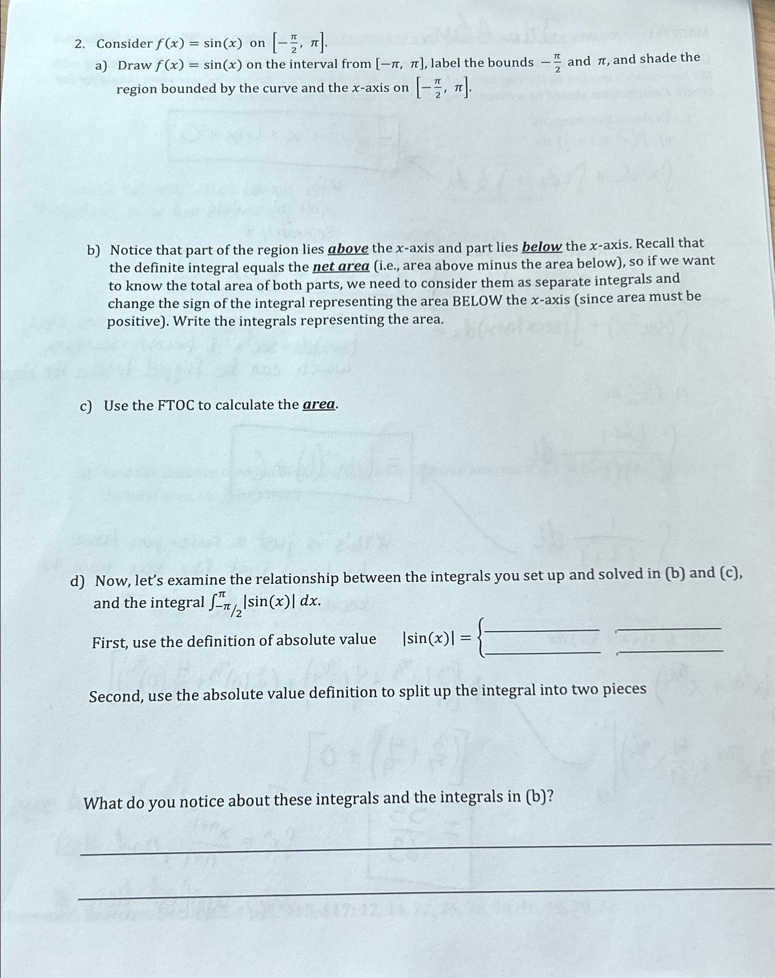 Solved Consider f(x)=sin(x) ﻿on -π2,π.a) ﻿Draw f(x)=sin(x) | Chegg.com