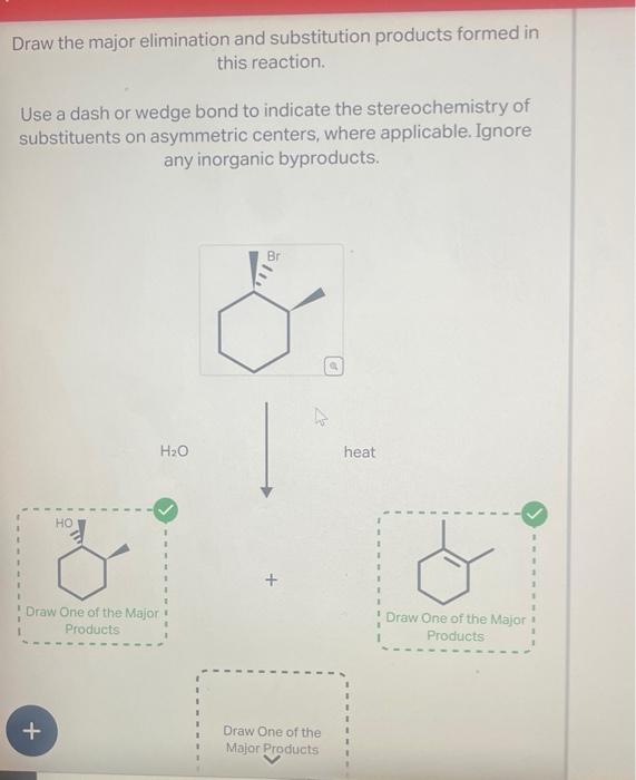 Solved Draw the major elimination and substitution products | Chegg.com