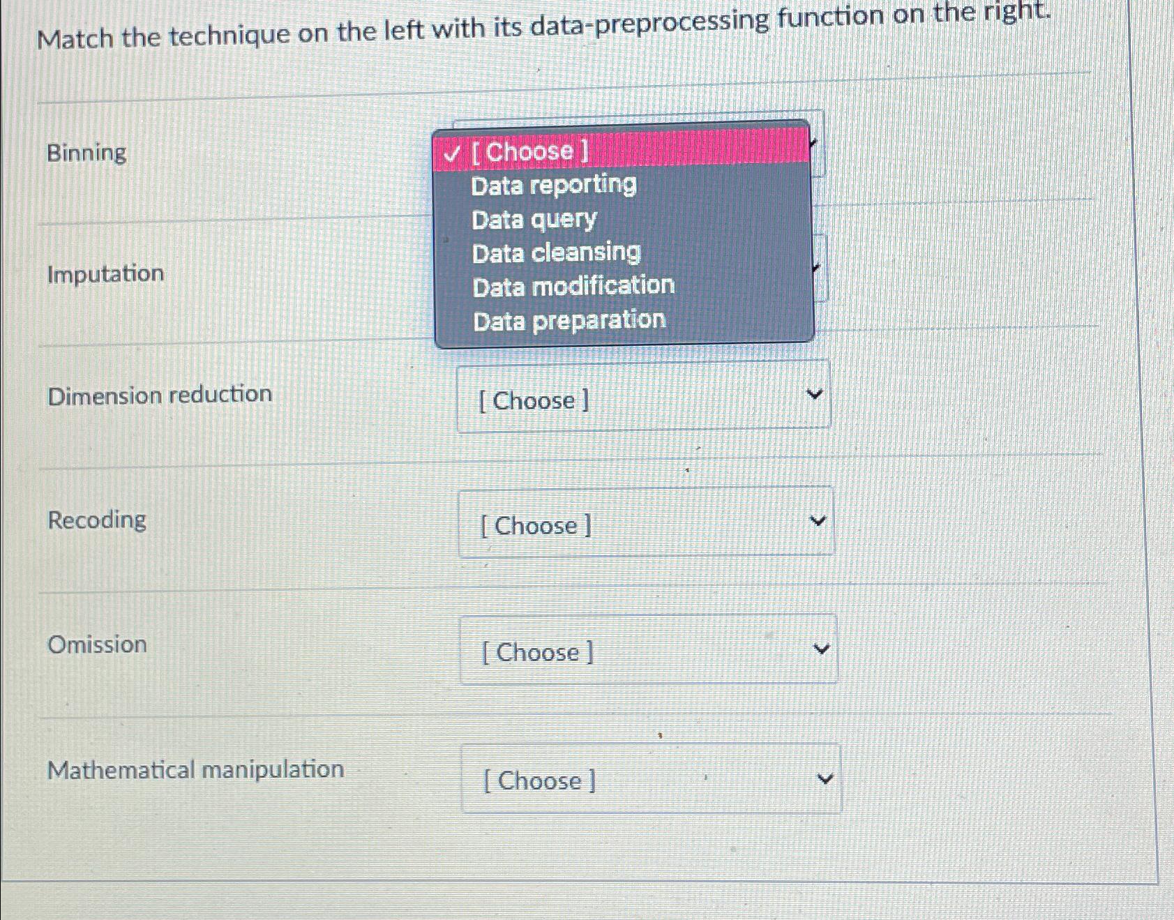 Solved Match the technique on the left with its | Chegg.com