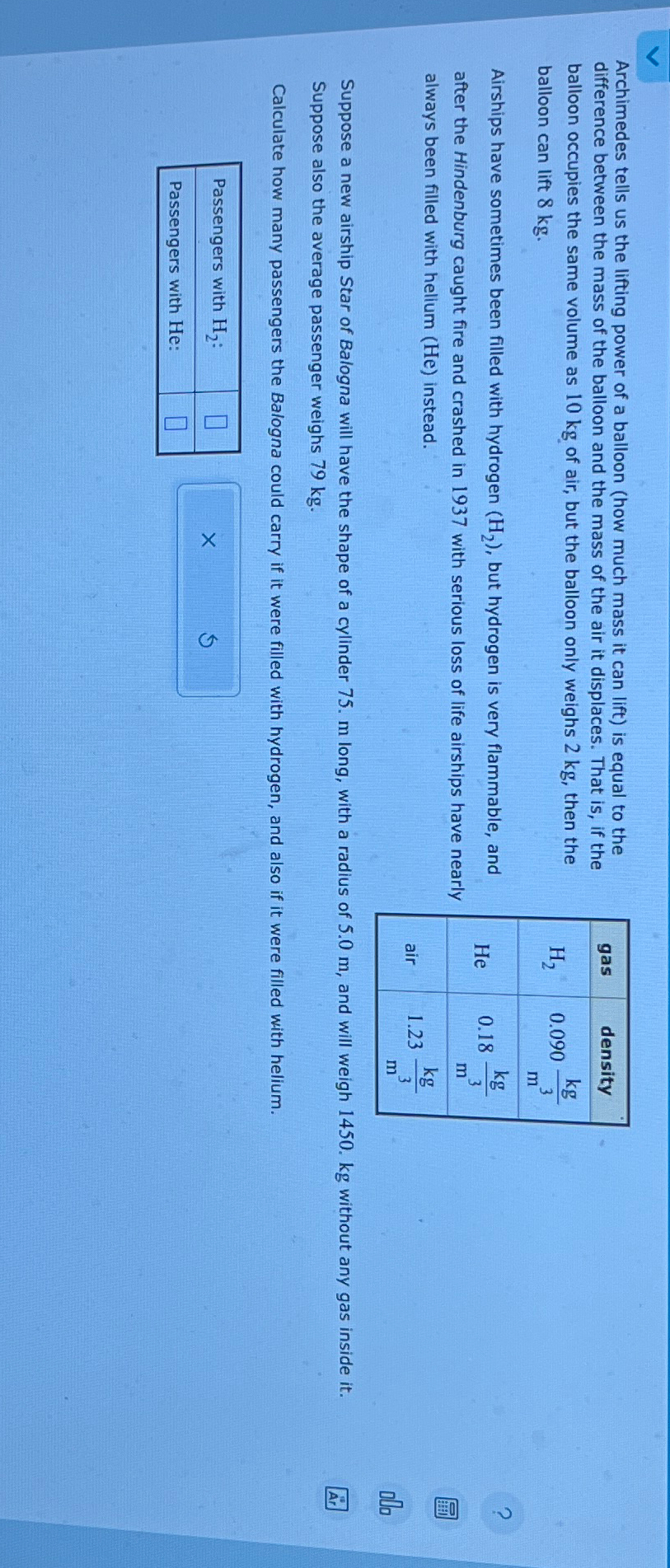 Solved Archimedes tells us the lifting power of a balloon | Chegg.com