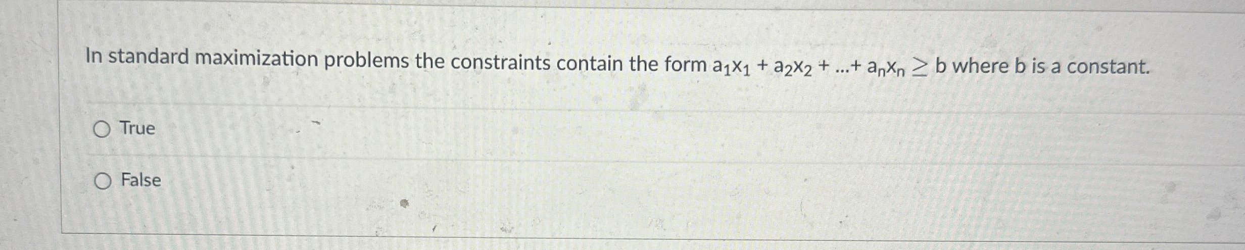 Solved In Standard Maximization Problems The Constraints