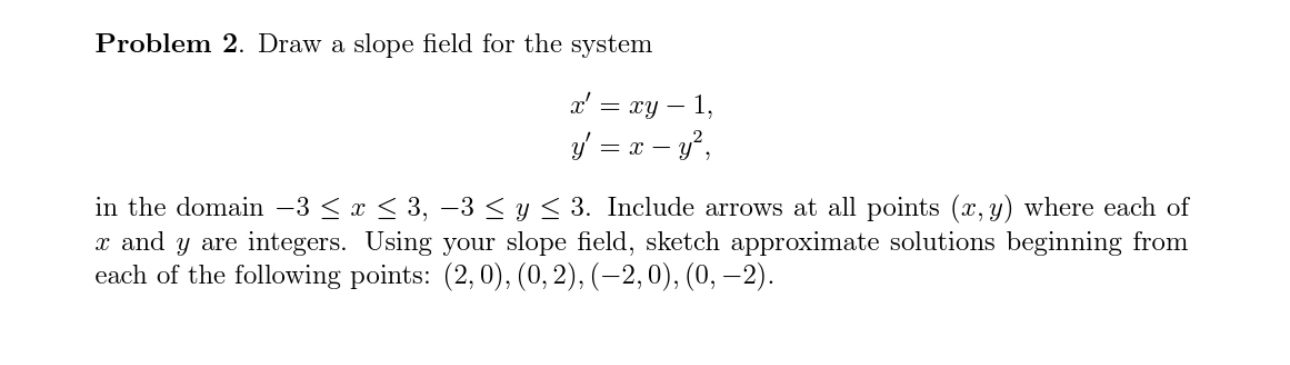 Solved Problem 2. ﻿Draw a slope field for the | Chegg.com