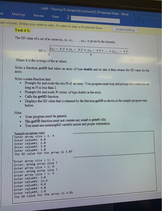 Solved Lab9- Passing1D-ArraysToFunctions (1) (Protected | Chegg.com