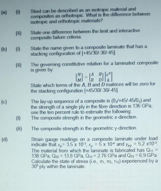 Solved (a) (1) Steel can be described as an isotropic | Chegg.com