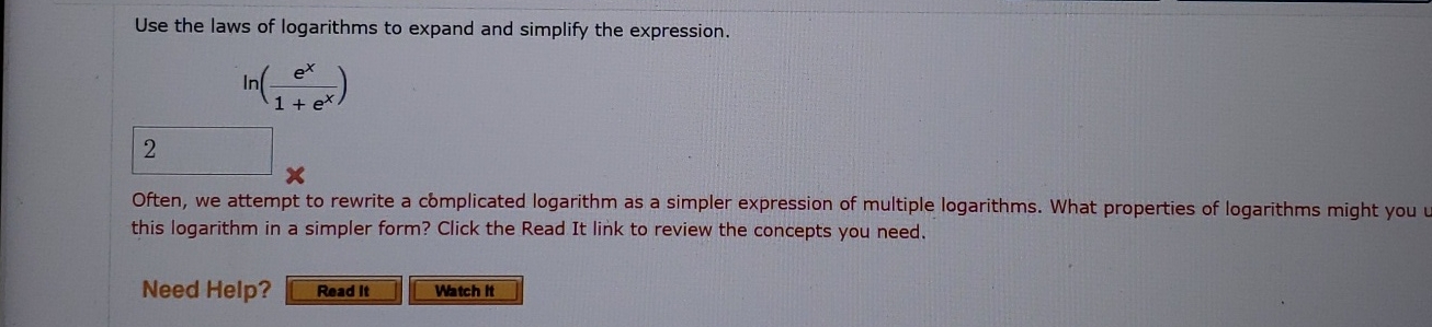 Solved Use the laws of logarithms to expand and simplify the | Chegg.com