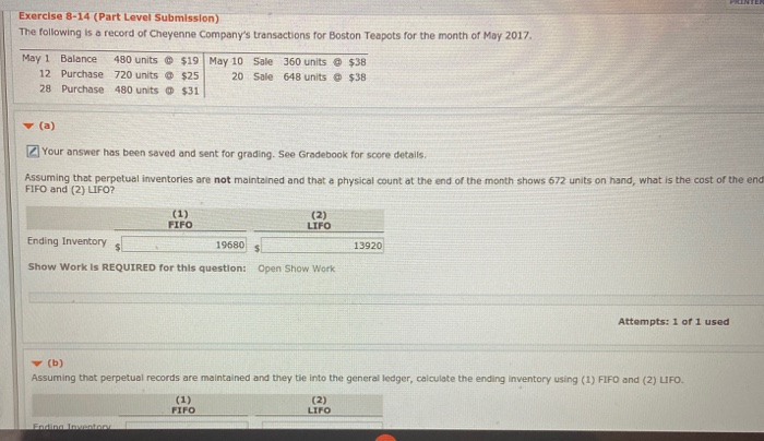 Solved Exercise 8-14 (Part Level Submission) The following | Chegg.com