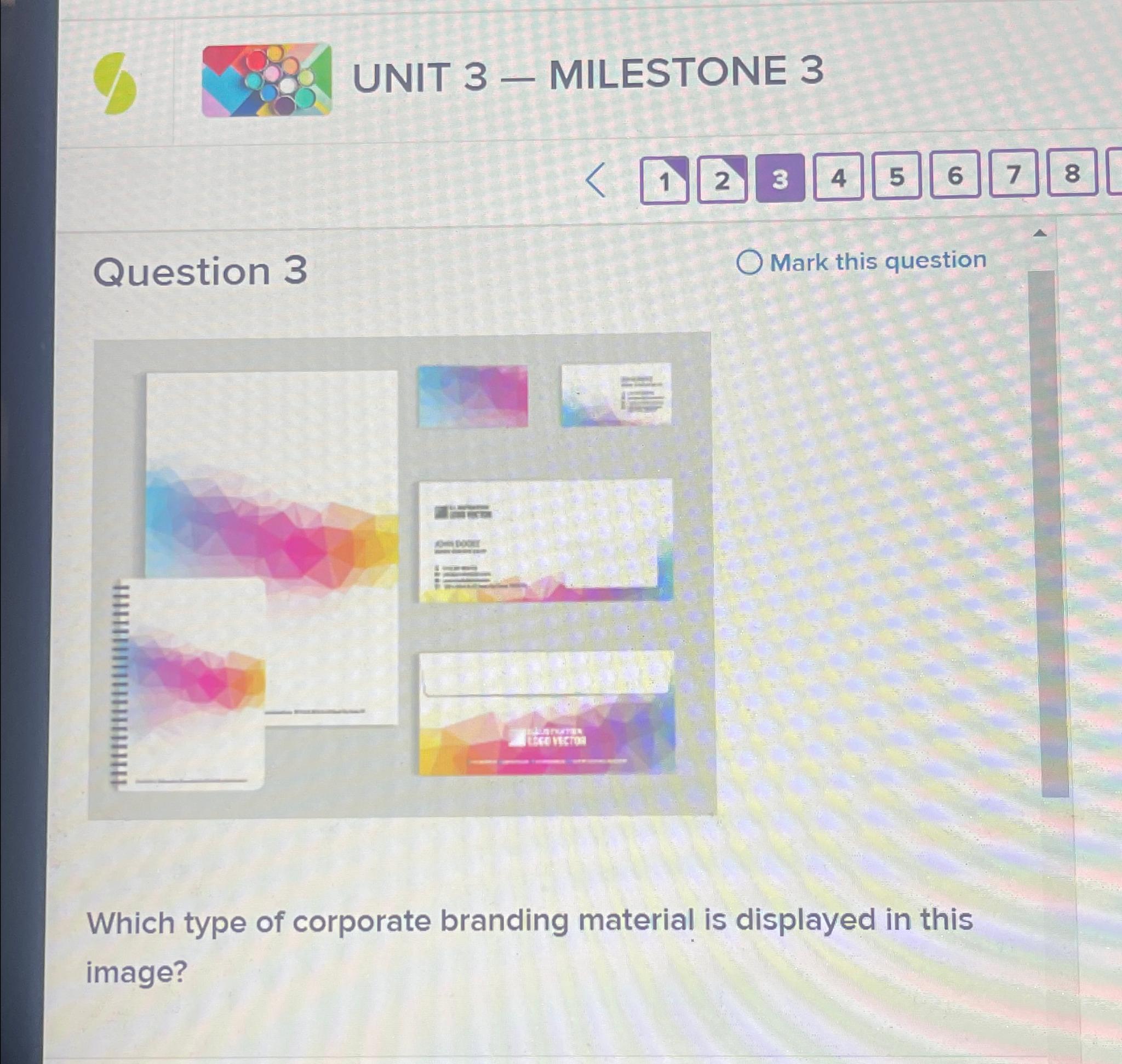 Solved UNIT 3 - ﻿MILESTONE 3Question 3Mark this | Chegg.com