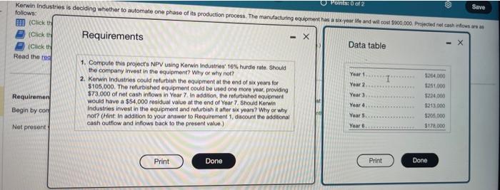 Solved Requirements 1. Compute this projects NPV using | Chegg.com