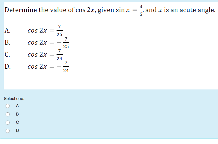 Solved 3 Determine the value of cos 2x, given sin x = and x | Chegg.com