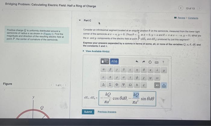 Solved Bridging Problem: Calculating Electric Fleld: Half a | Chegg.com