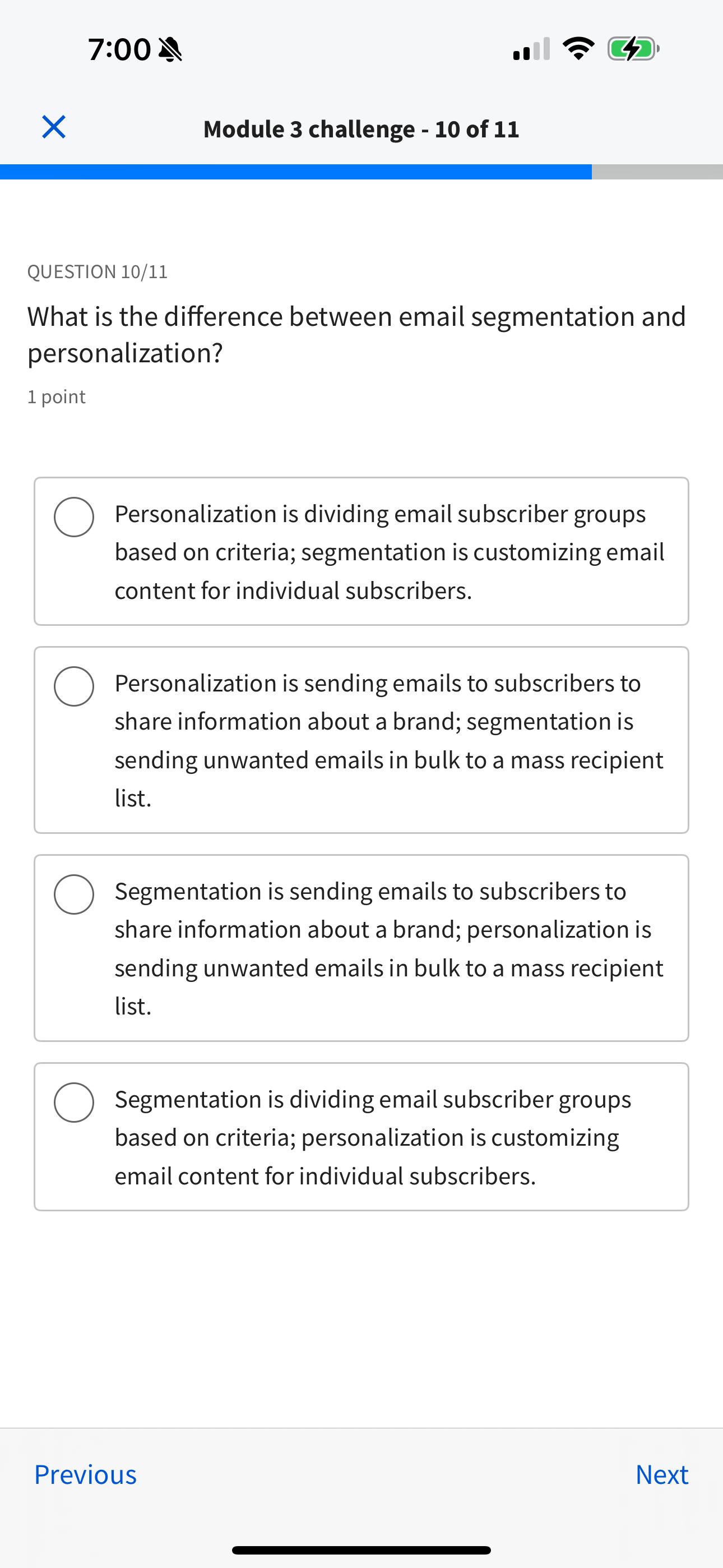 Solved 7:00Module 3 ﻿challenge - 10 ﻿of 11QUESTION 10/11What | Chegg.com