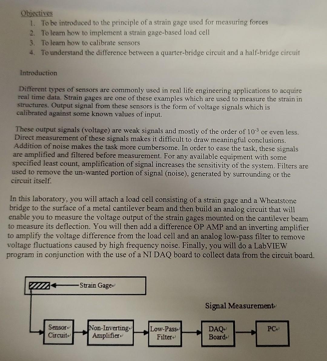 Solved Objectives 1. To be introduced to the principle of a | Chegg.com
