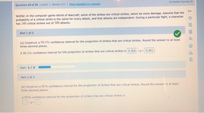 Solved 8.3 Section Exercise 25 Question 33 of 36 (1 point) | Chegg.com