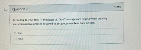 Solved Question 71 ﻿ptsAccording to your text, 'T' ﻿messages | Chegg.com
