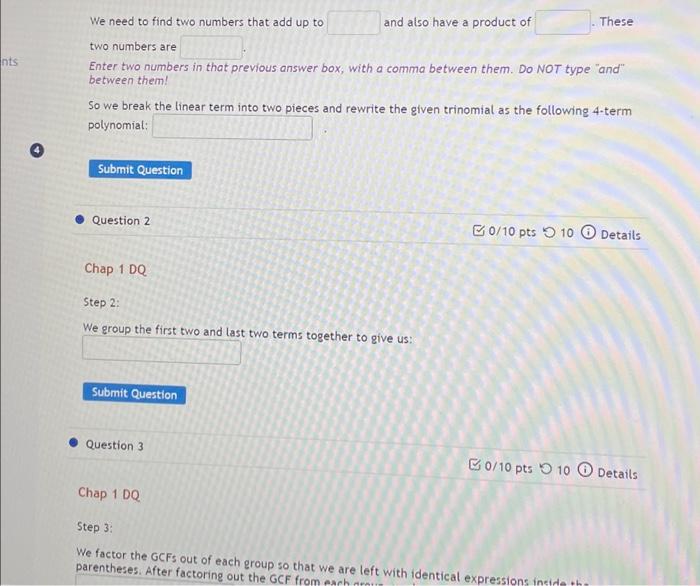We need to find two numbers that add up to and also | Chegg.com