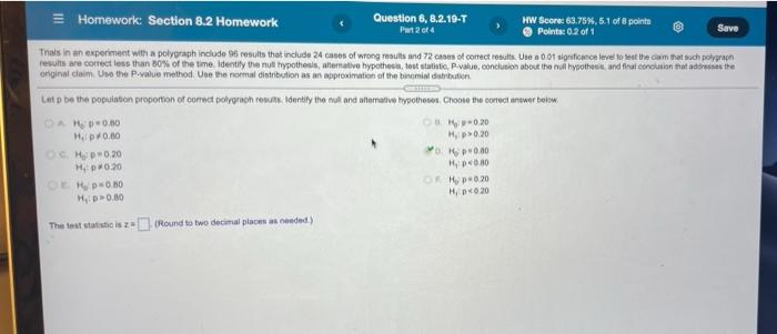 Solved Homework Section 8 2 Homework Question 6 8 2 19 7