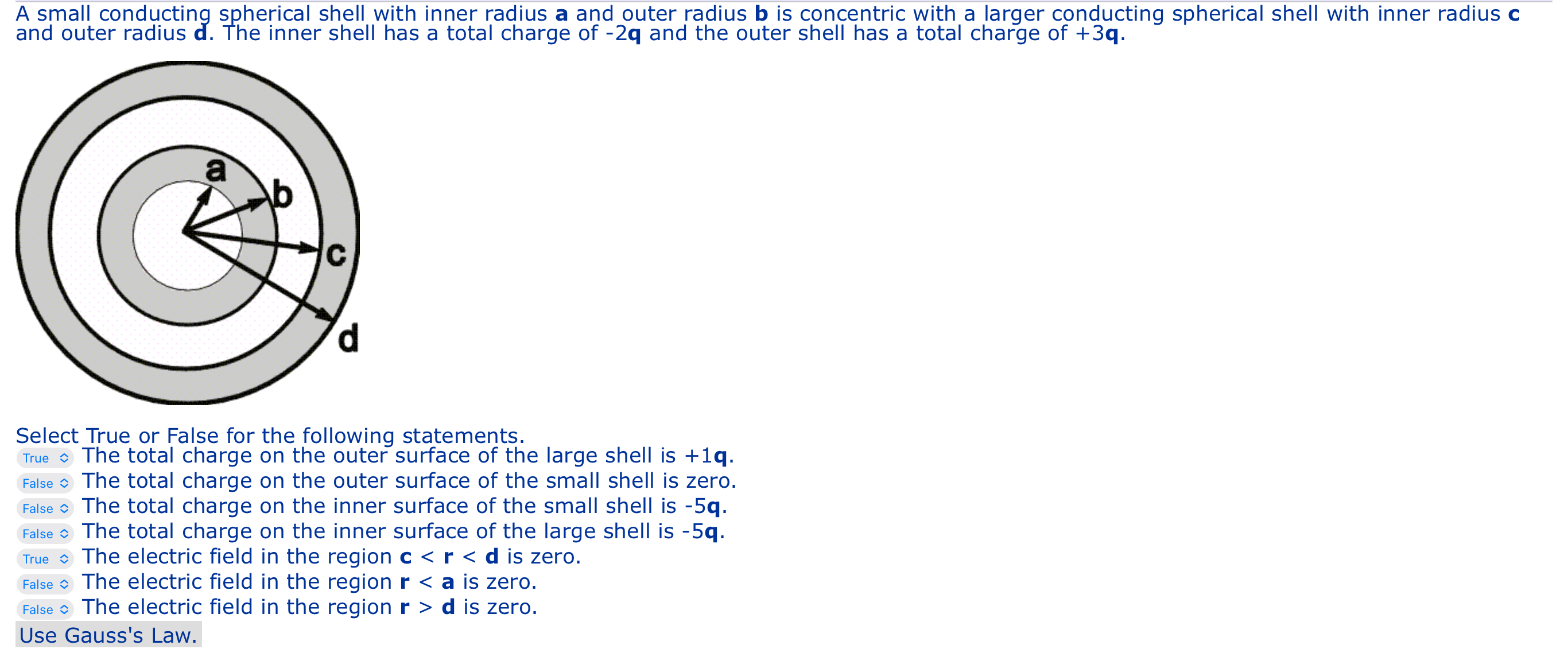 Solved A small conducting spherical shell with inner radius | Chegg.com