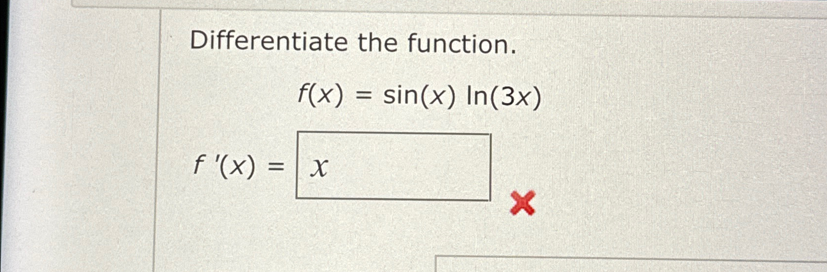 Solved Differentiate the function.f'(x)= | Chegg.com